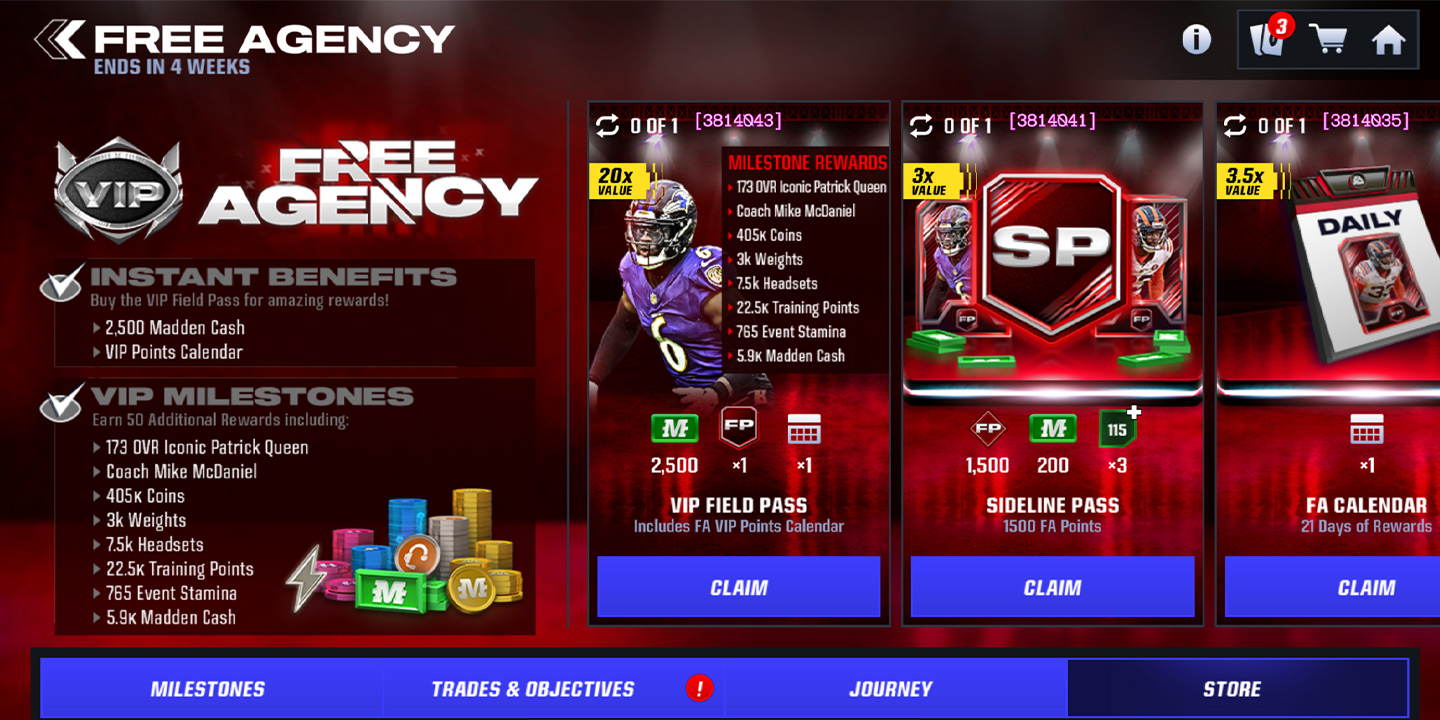 VIP Field Pass | Madden Mobile Web Store