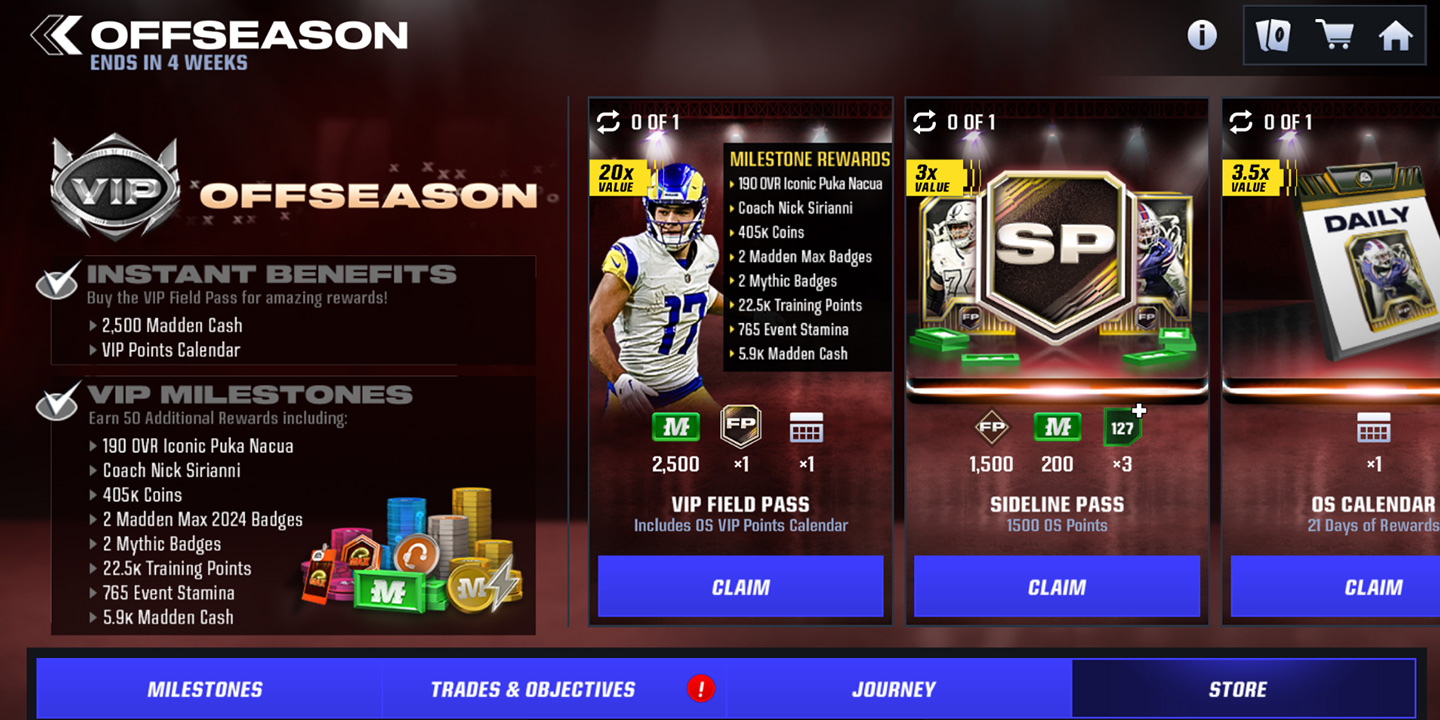 VIP Field Pass | Madden Mobile Web Store